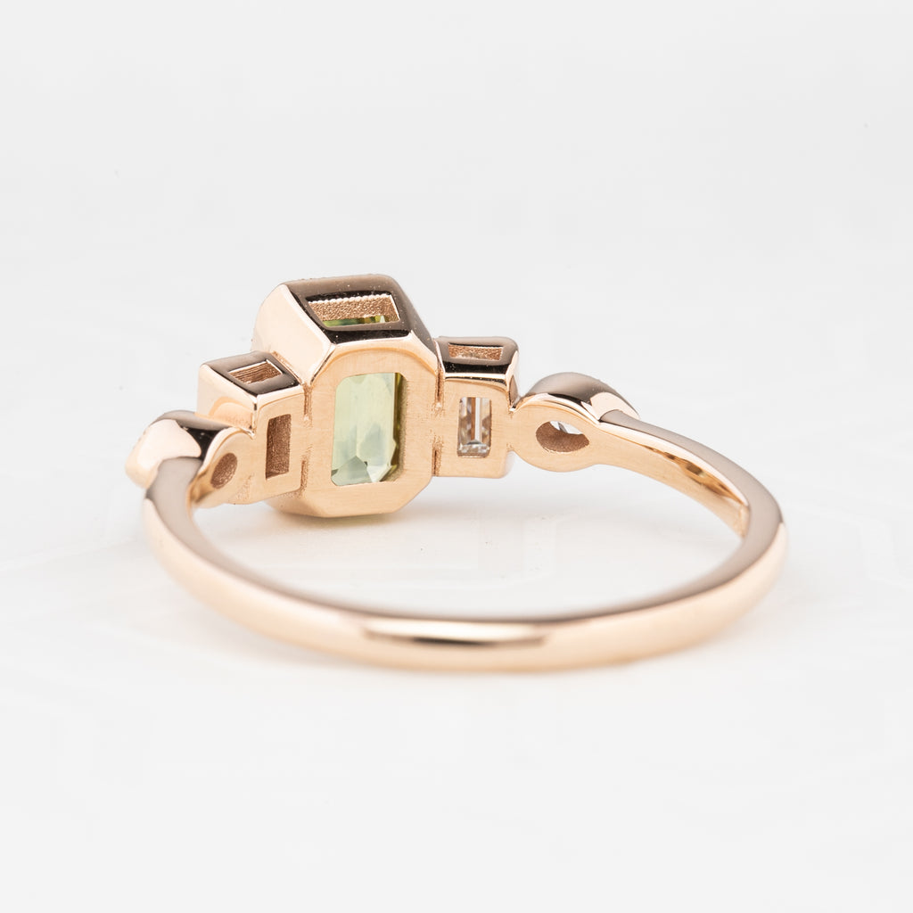 Edith Ring 1.32ct Light Green Montana Sapphire, 14K Rose Gold (One of a ...