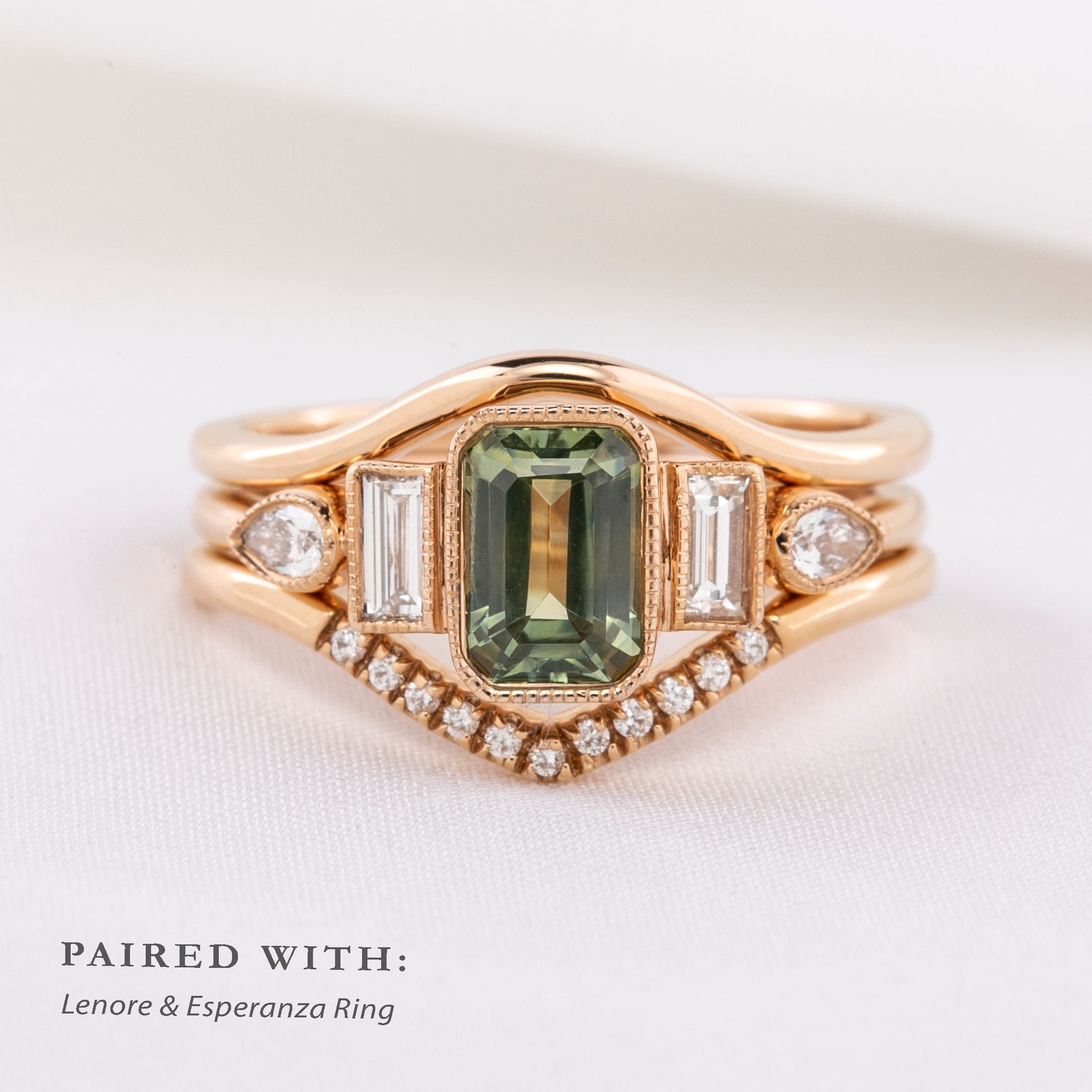 Edith Ring 1.32ct Light Green Montana Sapphire, 14K Rose Gold (One of a ...