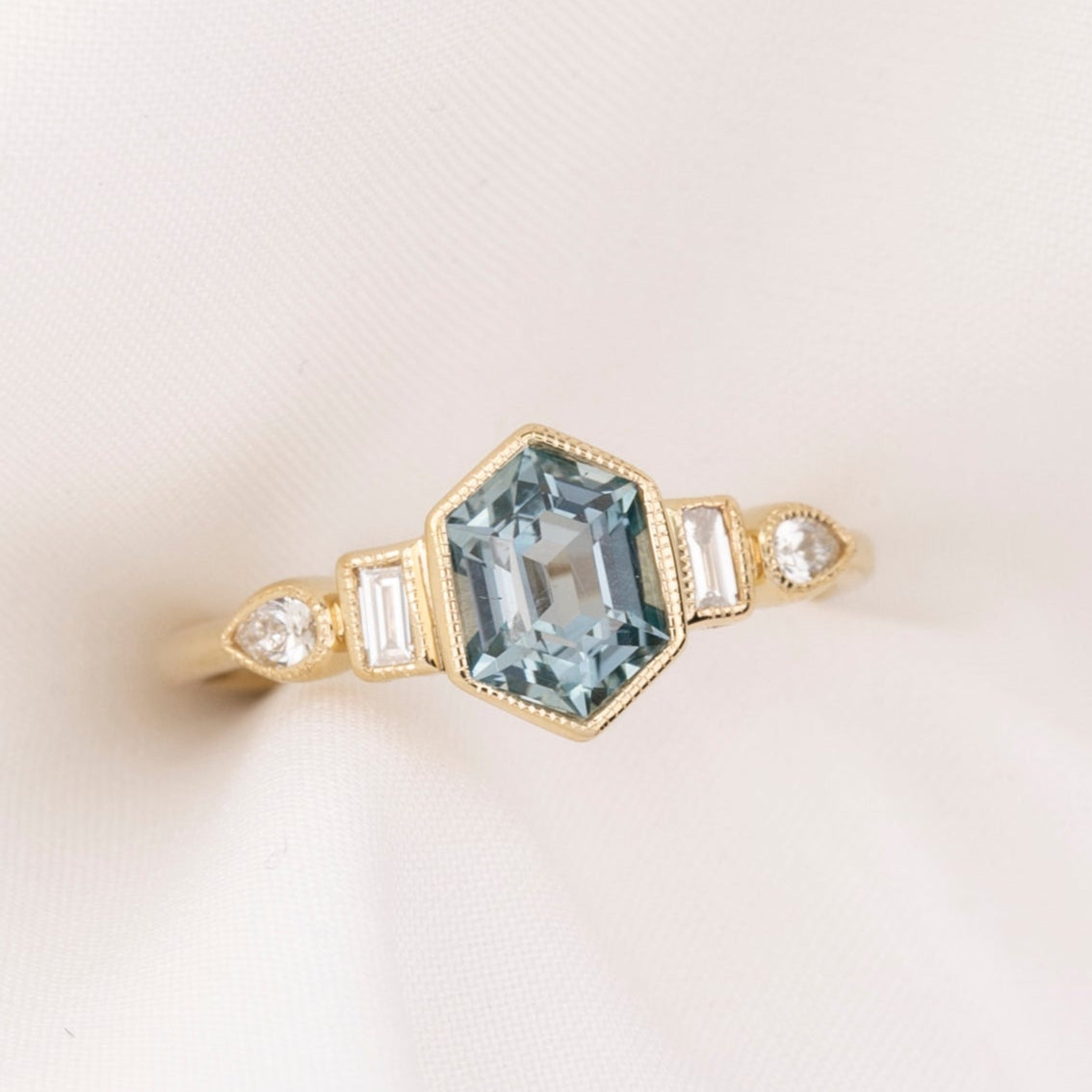 Edith Ring 1.42ct Light Blue Montana Sapphire, 14k Yellow Gold (One of ...