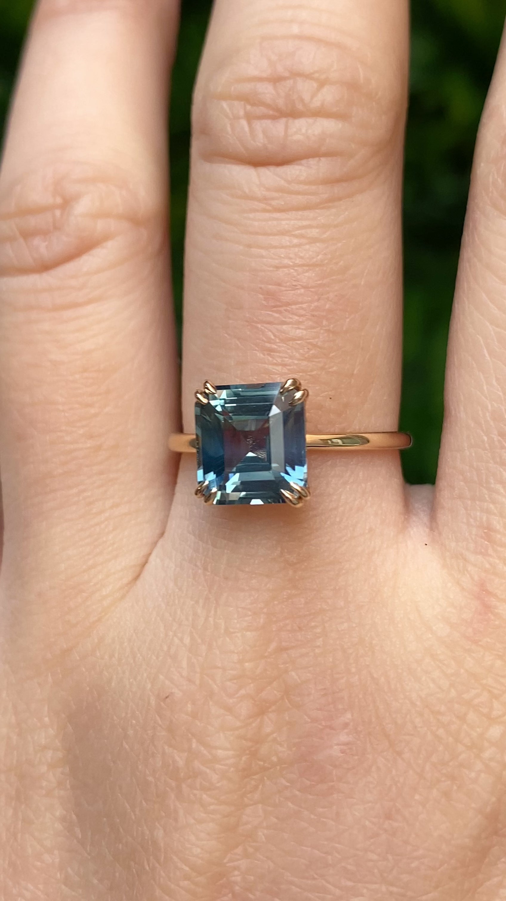 Athena Ring, 3.36ct Madagascar Sapphire, emerald cut gemstone – Envero